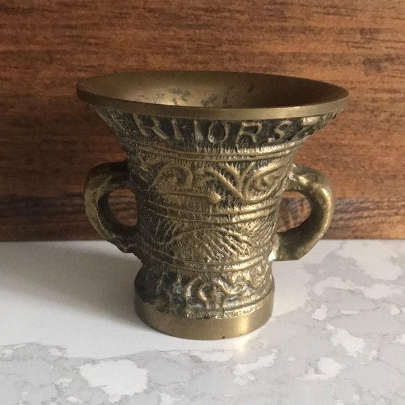 Antique | Accents | Antique Vintage Brass Mortar Cup With Handles ...